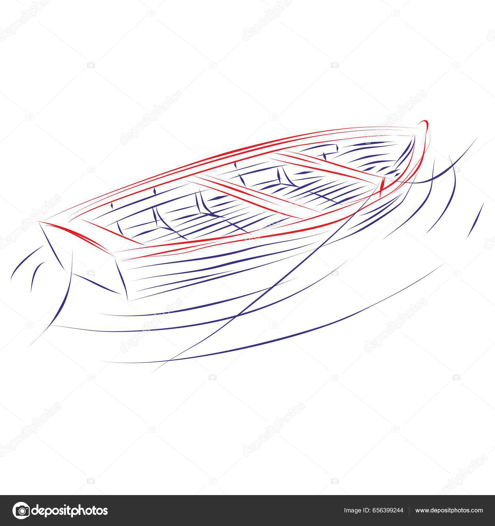 Continuous Line Drawing Small Boat Floating Water Making Waves Hand ...