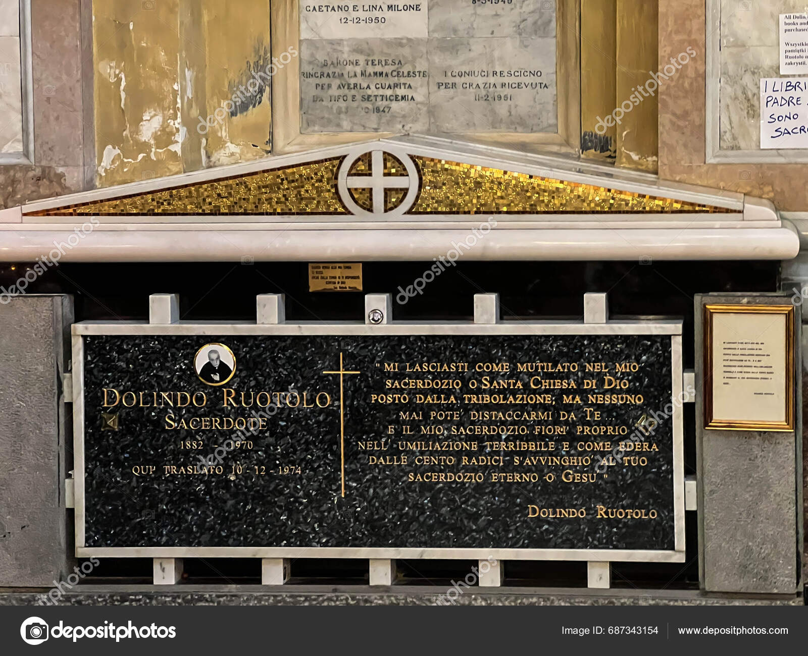 Naples Italy September 2023 Tomb Father Ruotolo Dolindo Servant God ...