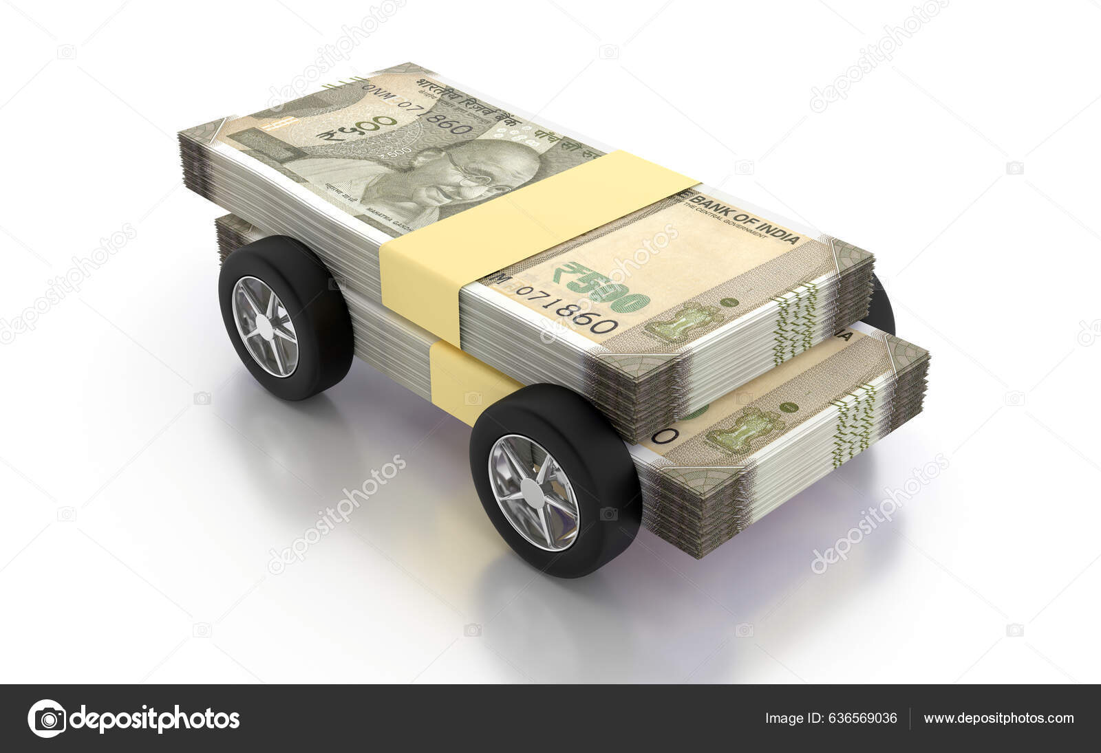 Indian Rupee 500 Currency Note Bundles Isolated White Background ...