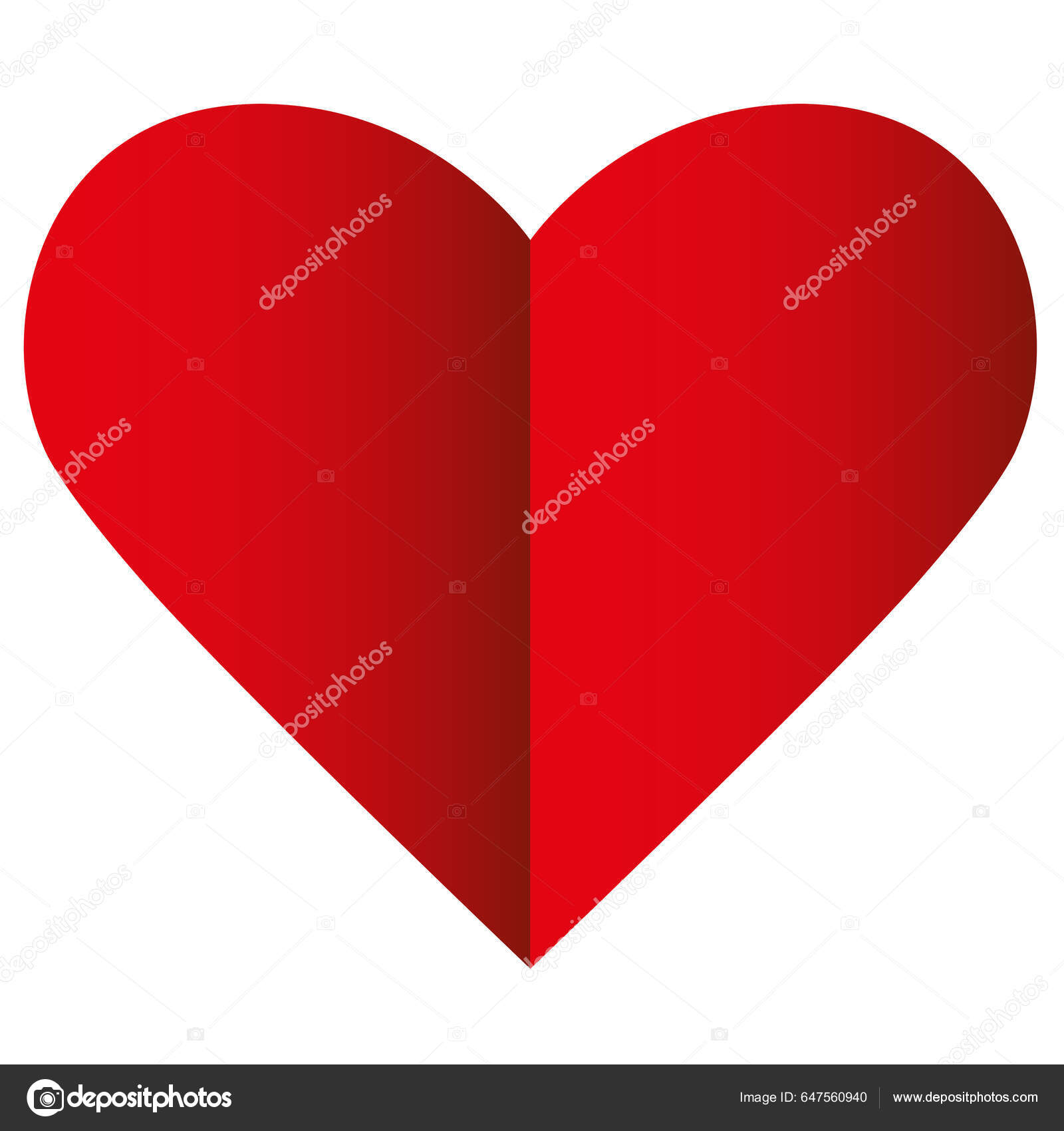Beautiful Red Heart Red Gradient Effect Gives Vertical Fold Middle ...