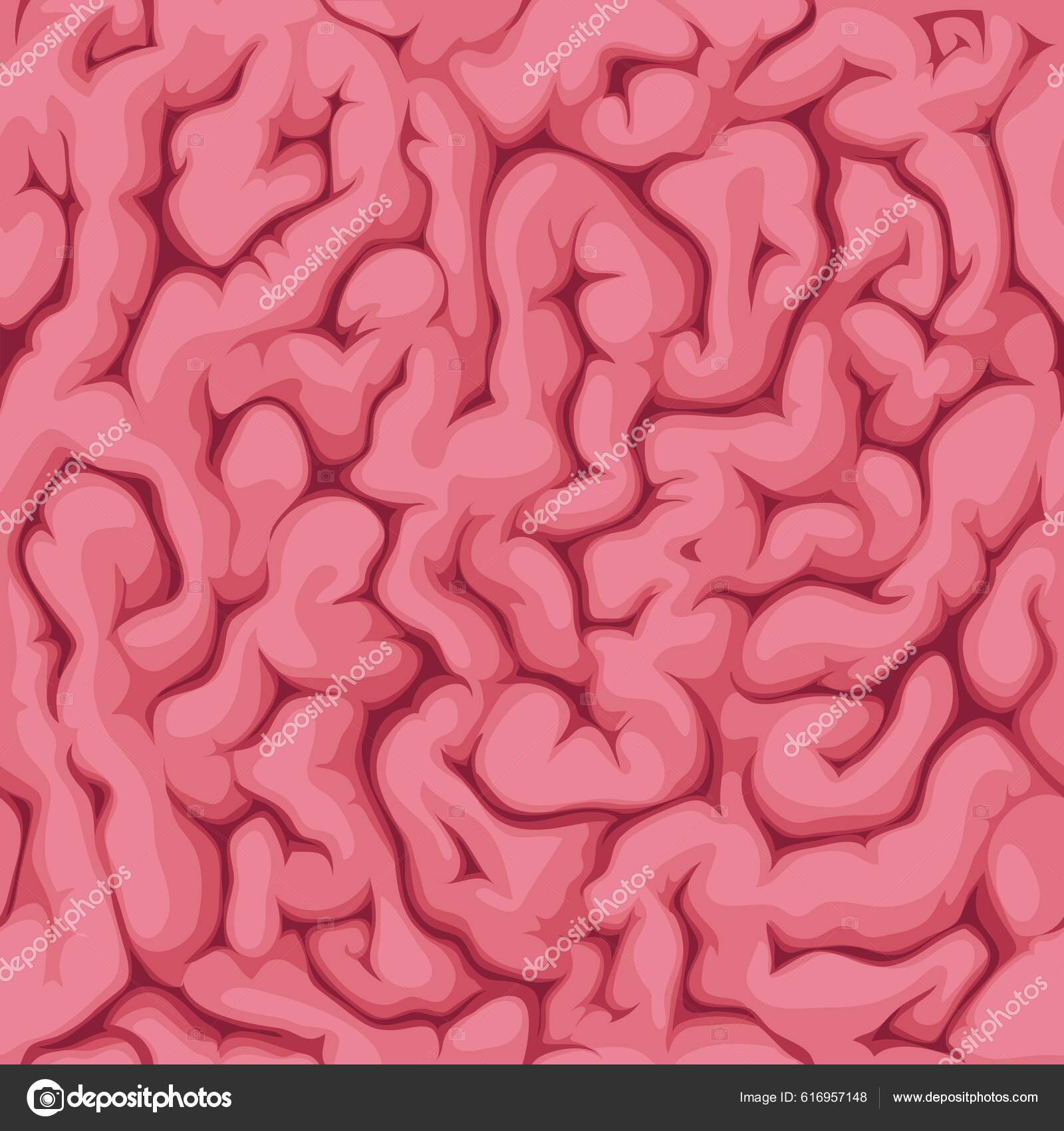Human Brain Seamless Pattern Pink Vector Background Cranium Cortex ...