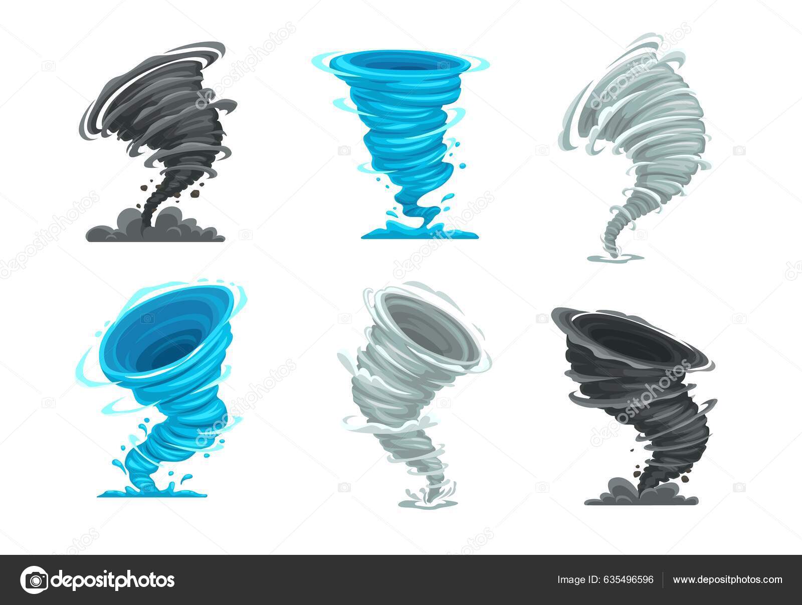 Cartoon Tornado Storm Cyclone Hurricane Twister Vector Whirlwind Wind Funnel Vector de stock por ...
