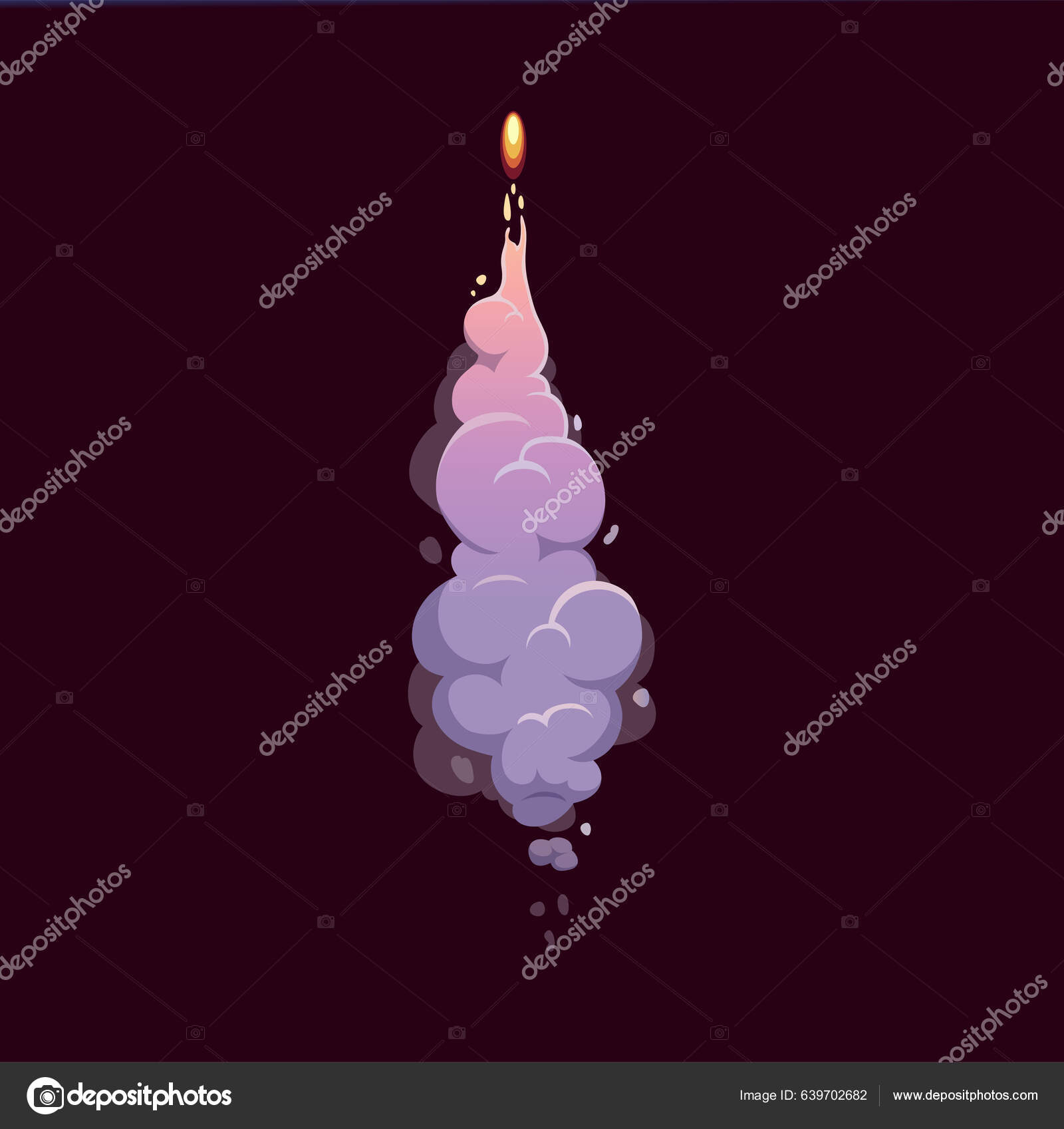 Cartoon Rocket Smoke Trail Spaceship Takeoff Contrail Fire Smoke ...