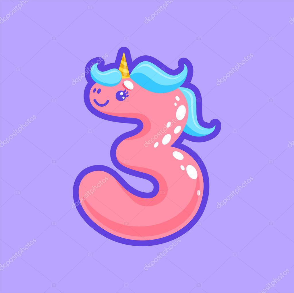 Elemento fuente ABC de tres d gitos, n mero de dibujos animados de fuente unicornio, calendario ...