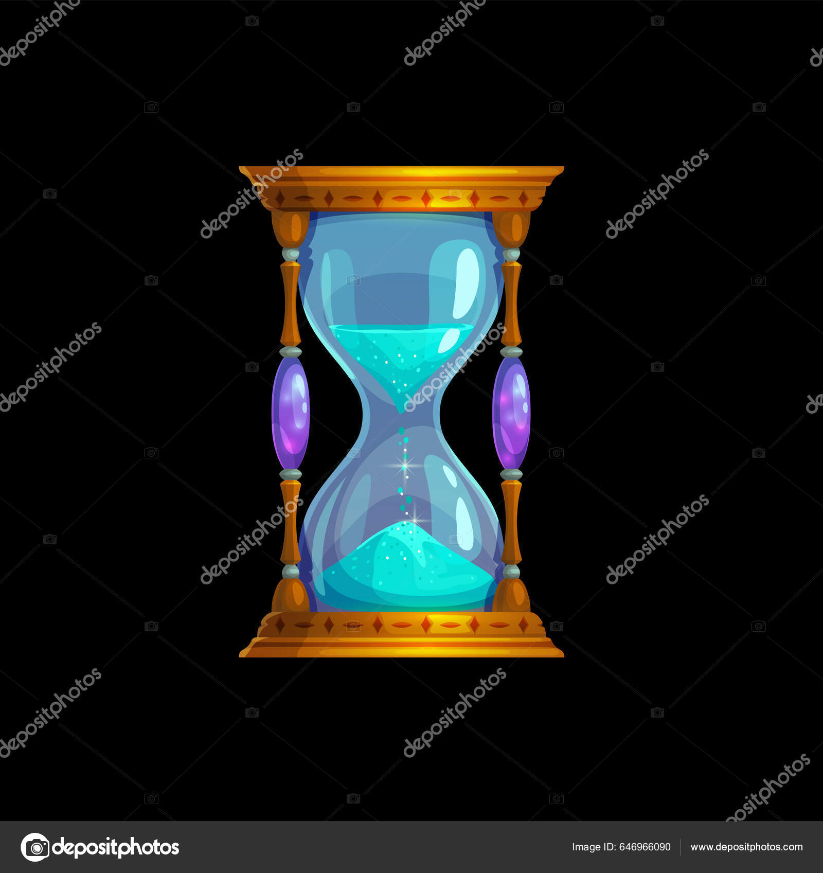 Magic Sand Glass Clock Isolated Sandglass Hourglass Cartoon Vector ...