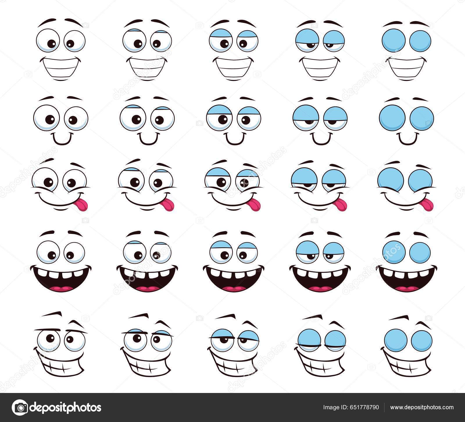 Cartoon Giggle Face Blink Eye Animation Emoji Icon Emoticons Vector ...
