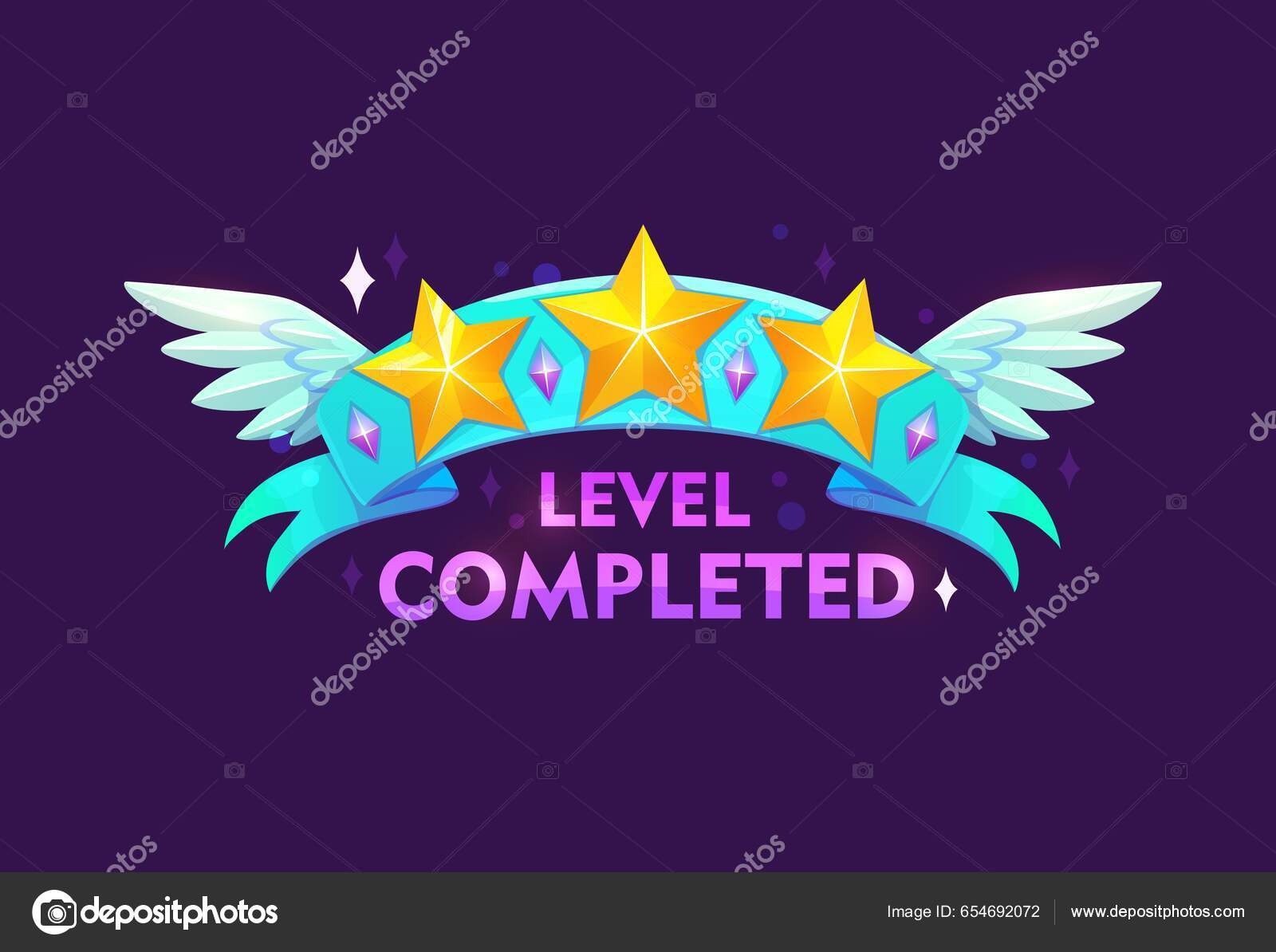 Game Level Complete Arcade Achievement Rating Videogame Level Prize ...