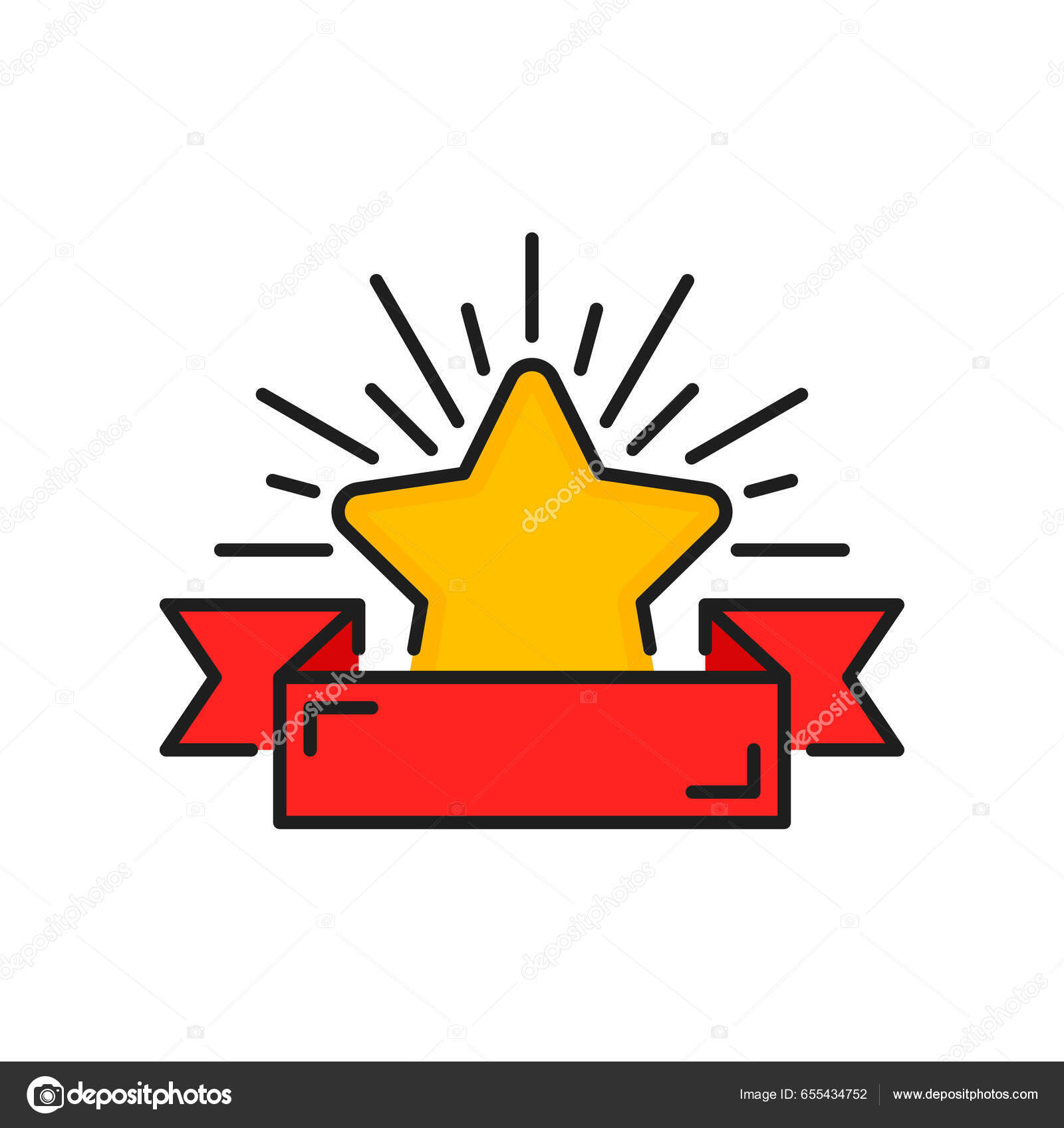 Gold Star Ribbon Vector Icon Quality Rating Award Customer Satisfaction ...