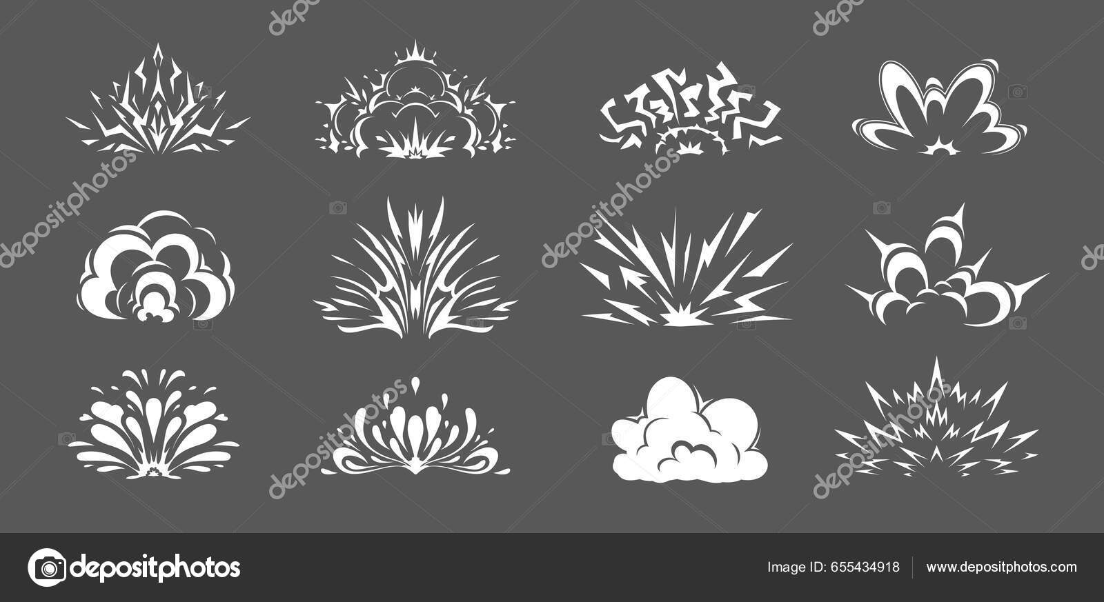 Cartoon Bomb Explosion Comic Clouds Boom Blast Effects Vector Explosive ...