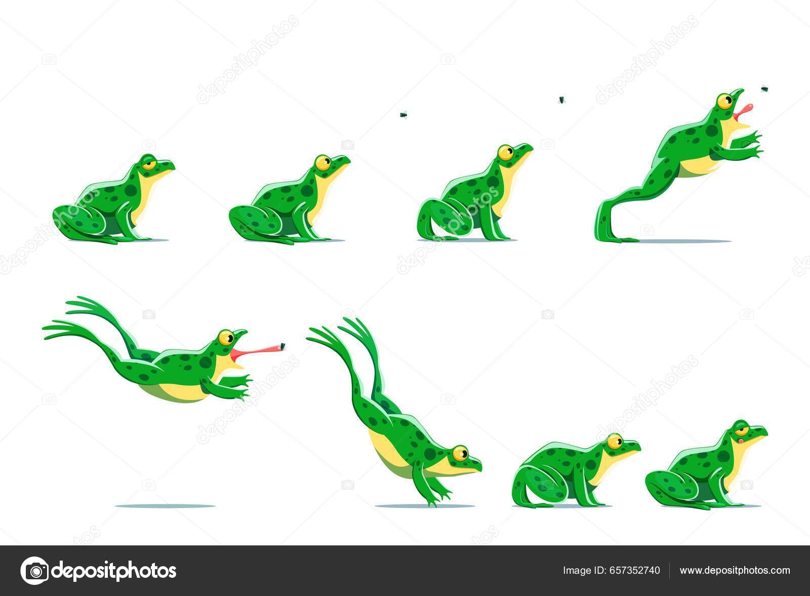 Desenhos Animados Sapo Salto Sequência Movimento Folha Sprite Hoptoad ...