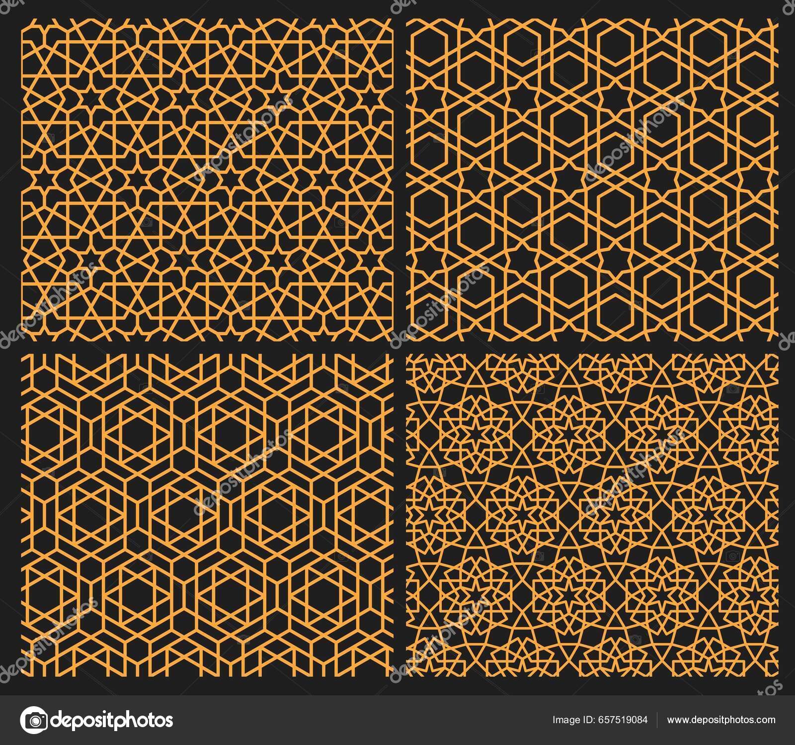 Mashrabiya Arabesque Arabic Patterns Set Seamless Islamic Backgrounds ...