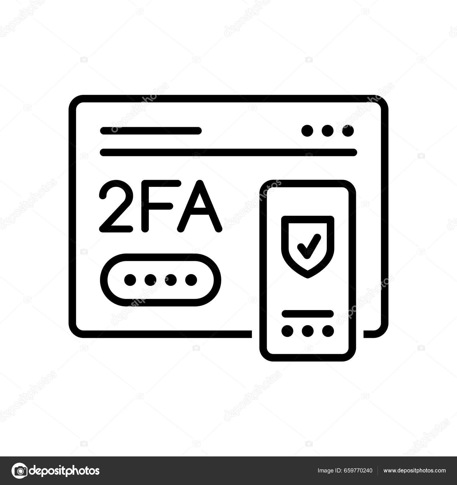 2Fa Icon Two Factor Verification Password Login Vector Outline Mobile ...