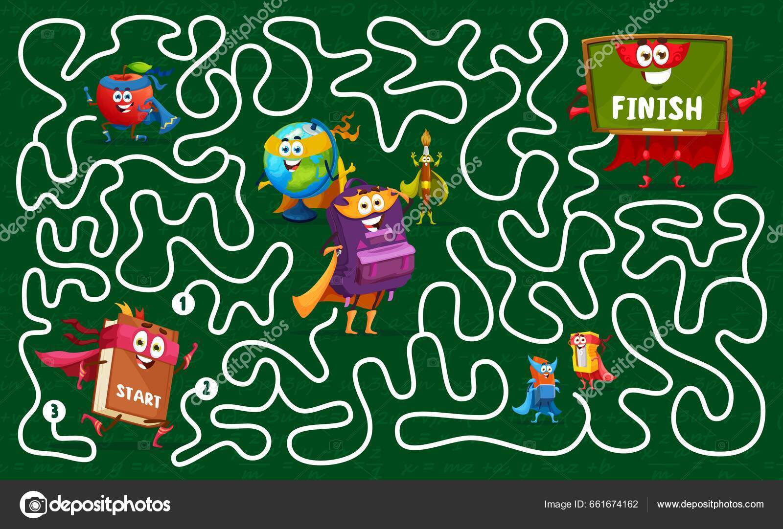 Barn Labyrint Labyrint Labyrint Tecknad Brevpapper Superhjälte Tecken ...