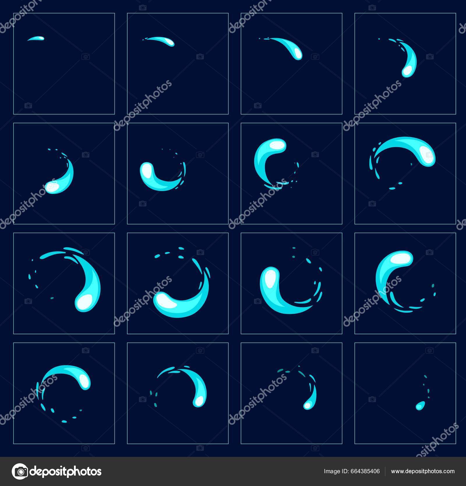 Folha Sprite Movimento Água Redemoinho Animado Animação Desenho Animado ...
