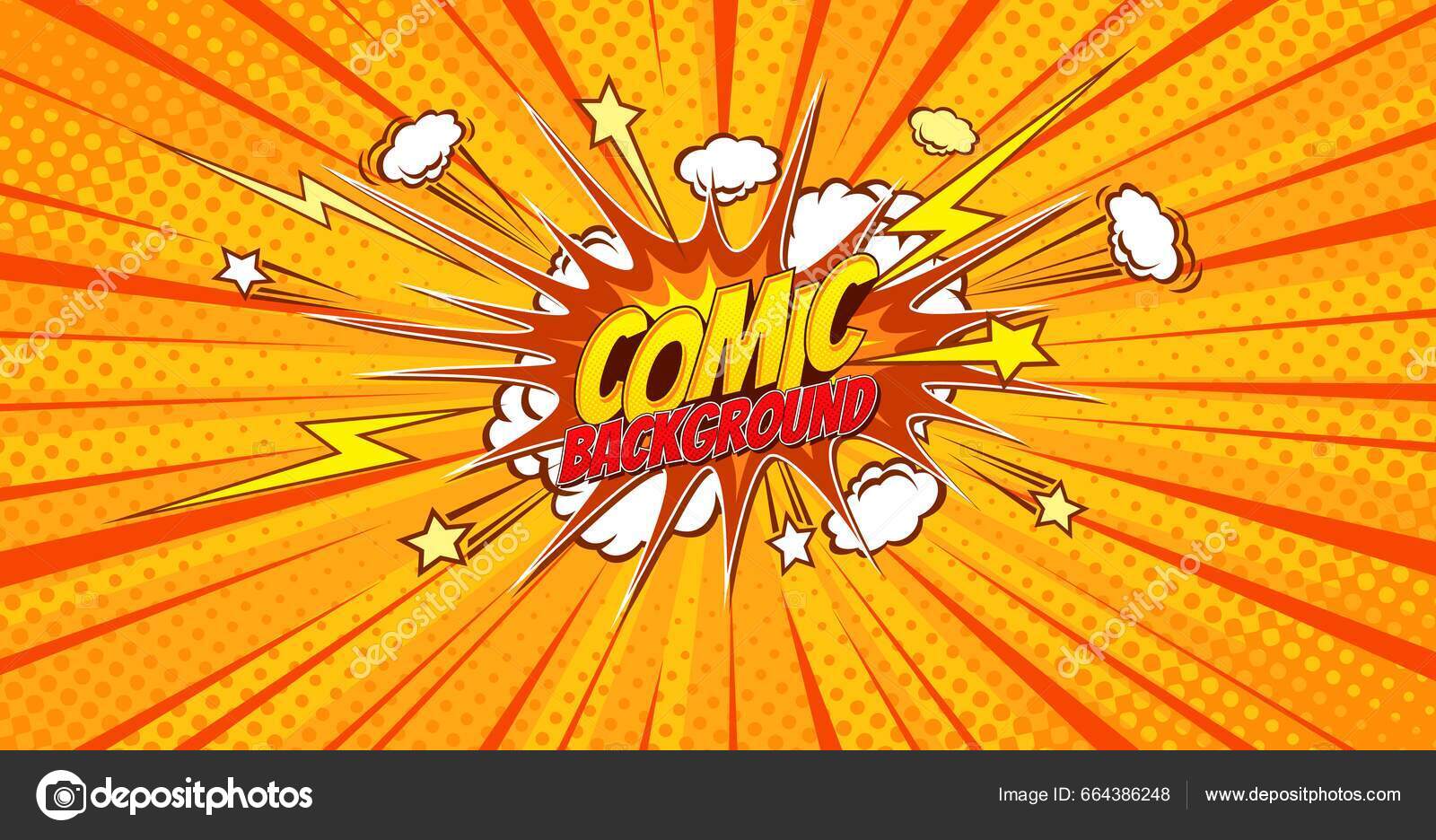 Orange Yellow Comic Pop Art Background Blast Explosion Comics Bubble ...
