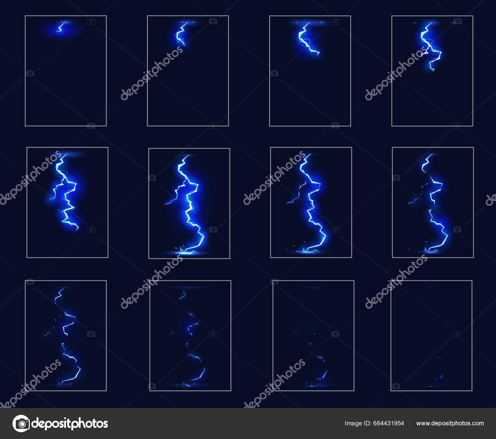Cartoon Lightning Sprite Animation Effect Vector Game Bouřková Bouře ...