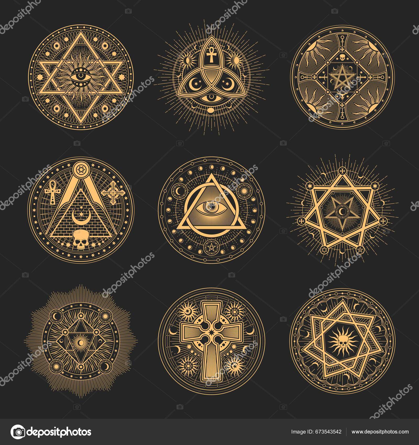 Ocultos Esotéricos Símbolos Pentagrama Signos Albañil Tarot Mágico ...