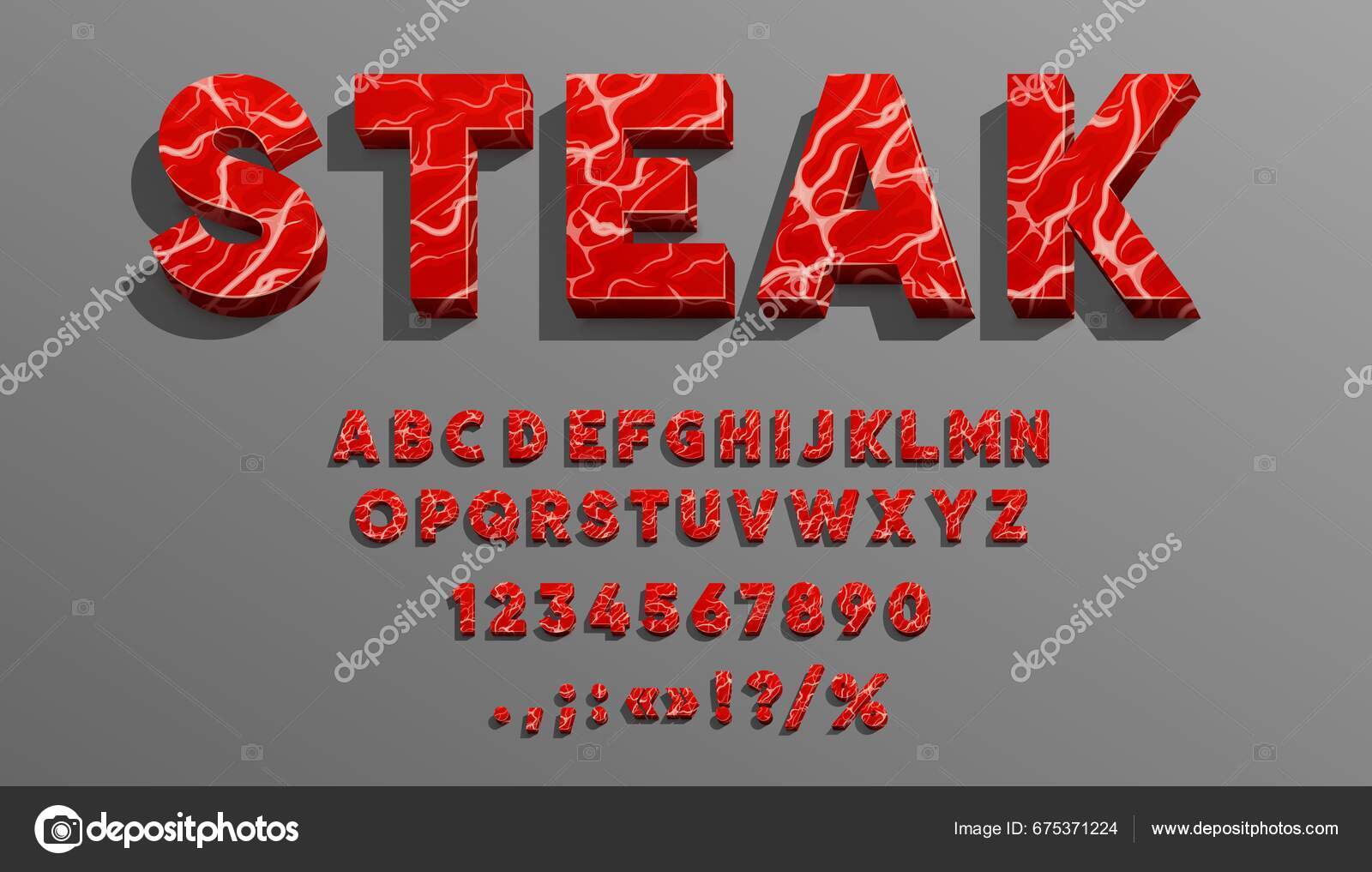 Meat Font Butcher Type Grill Typeface Bbq Beef Letters Alphabet Stock ...