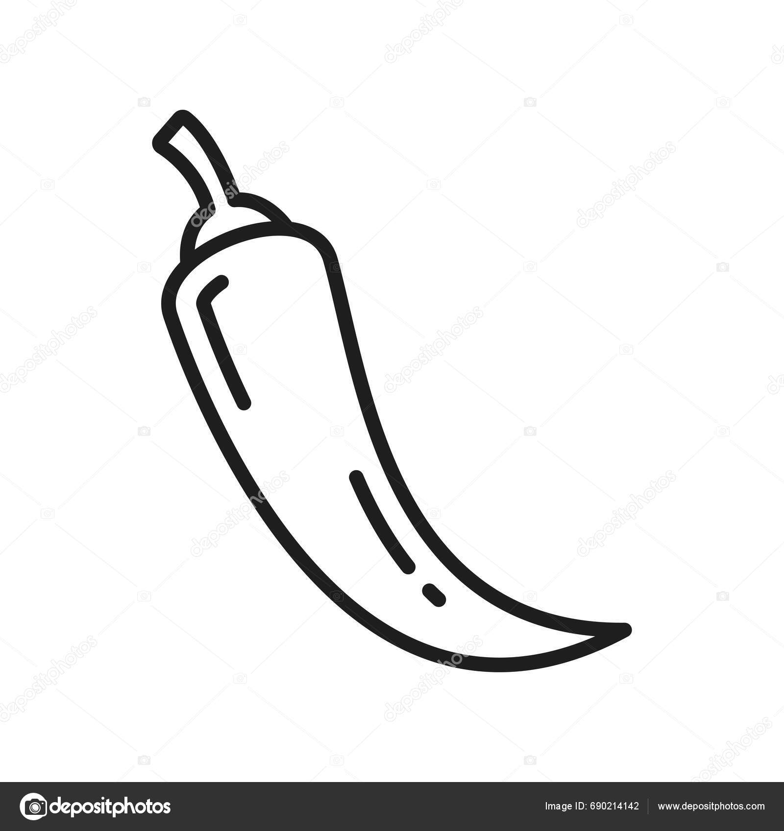 Cayenne Long Pepper Isolated Spicy Chili Line Icon Vector Nahuatl Stock ...