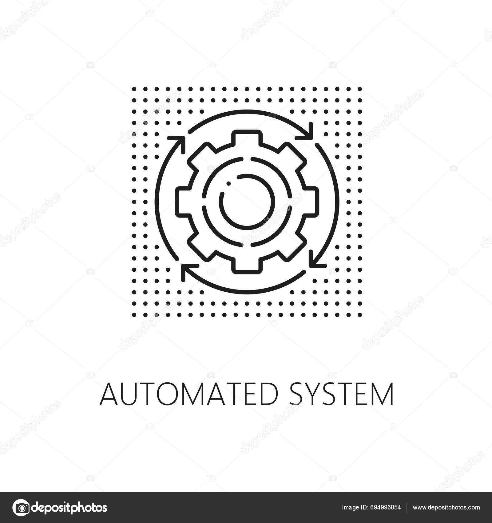 Automated System Outline Icon Features Rotating Gear Symbolizing Efficient Self Stock Vector by ...