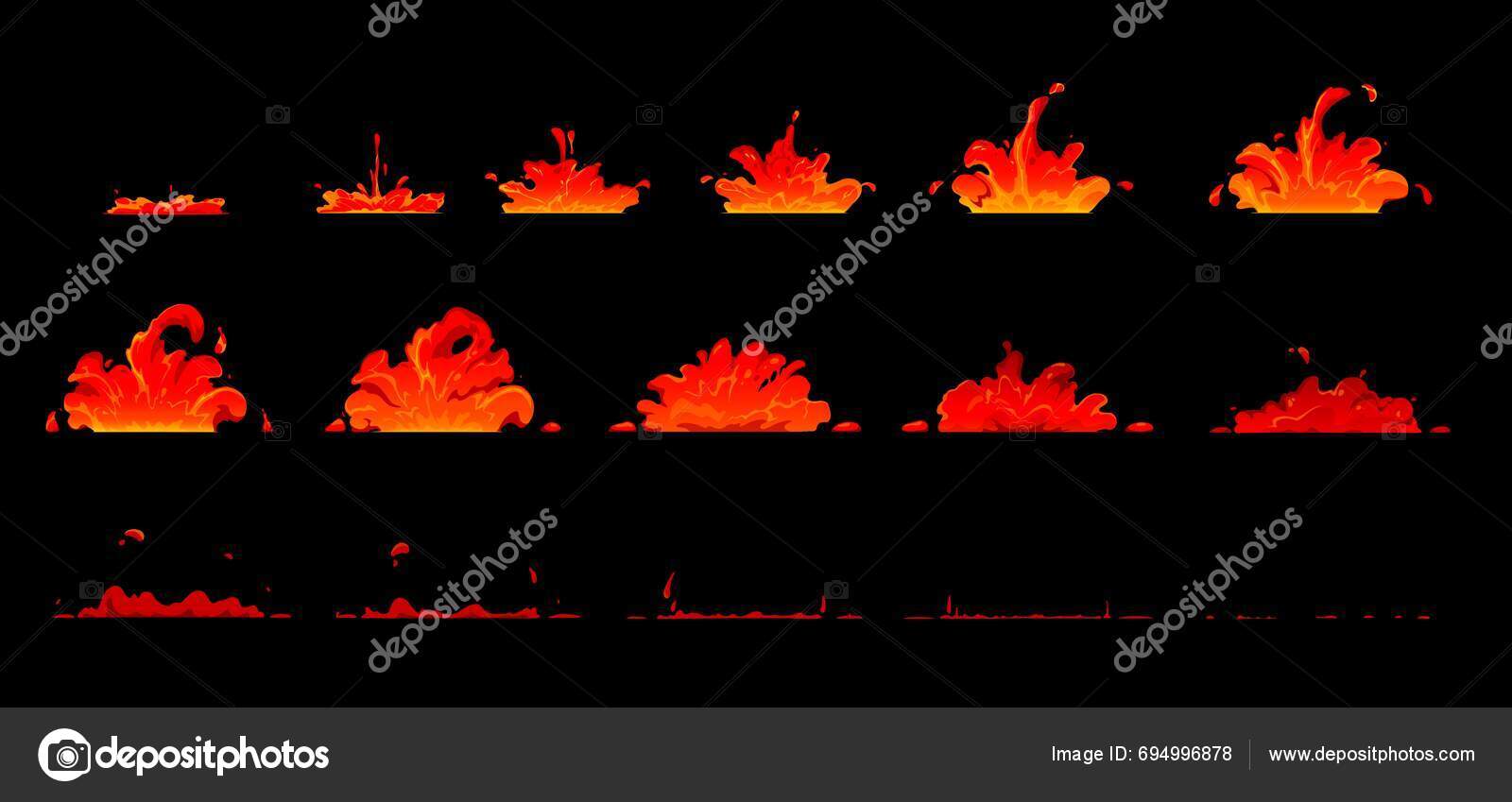 Fire Lava Animation Game Sprite Effect Sheet Volcano Magma Volcanic ...