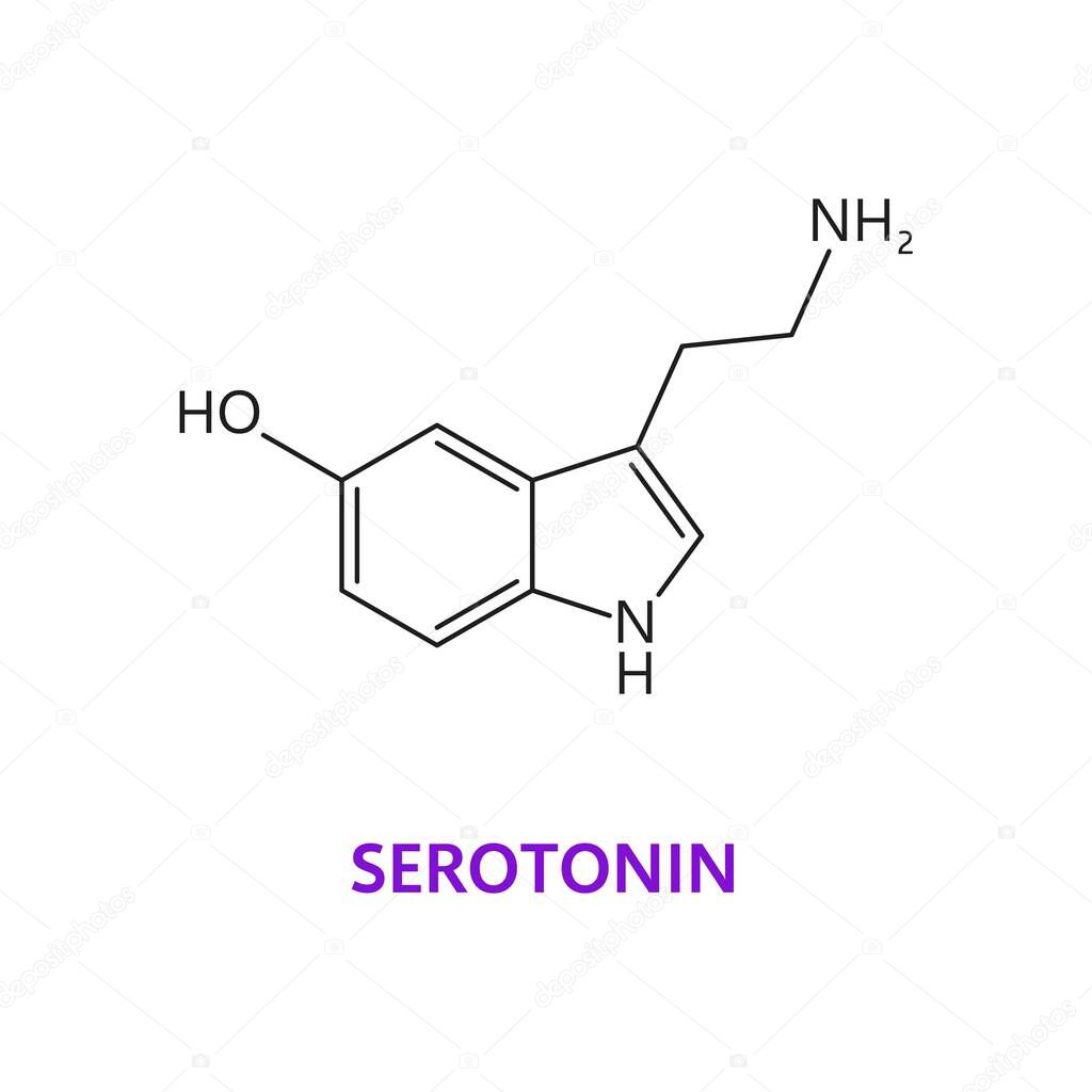 Neurotransmisor, fórmula química de serotonina y molécula, estructura ...