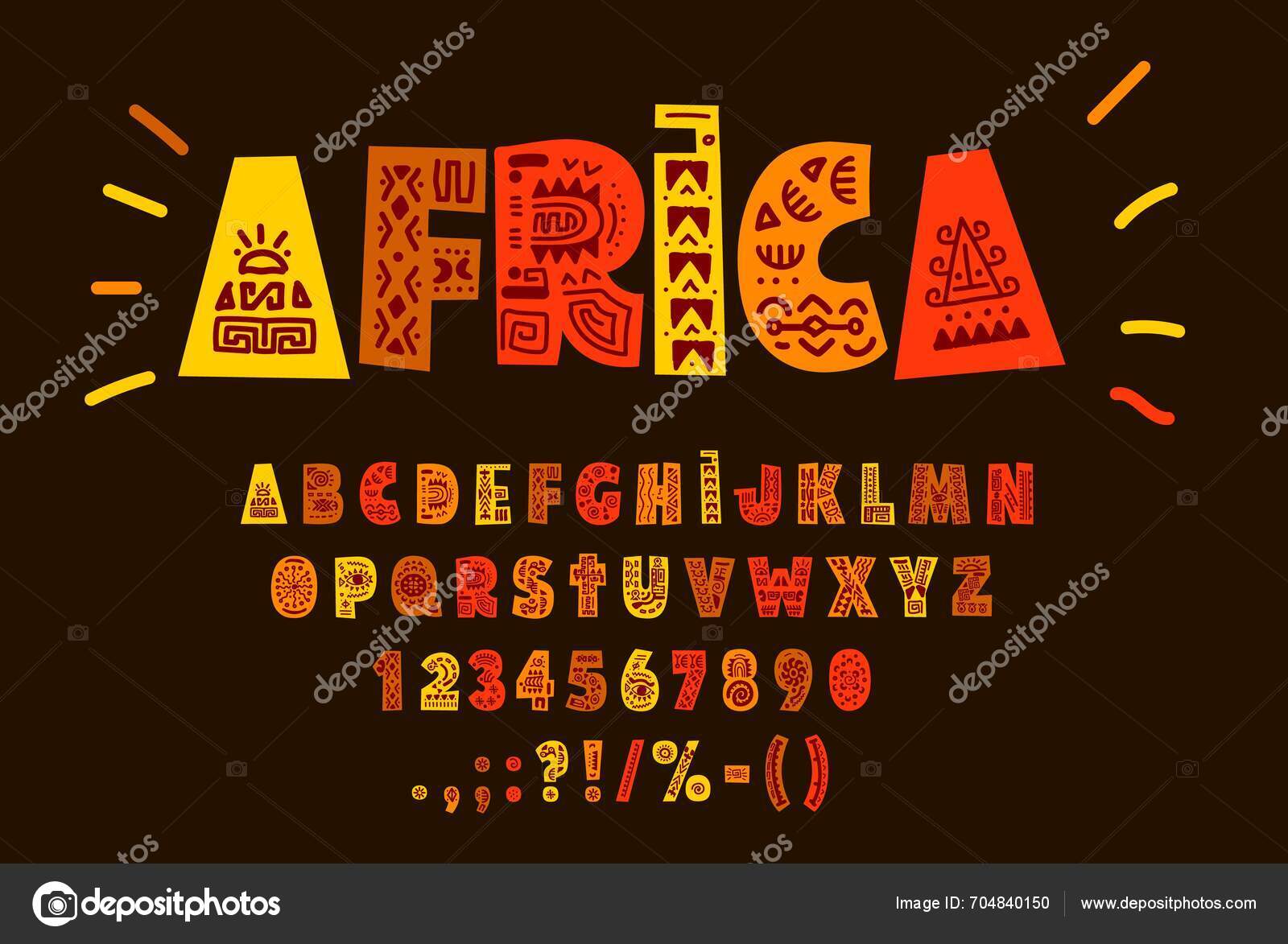 African Font Ethnic Folk Typeface Tribal Type Native English Alphabet ...