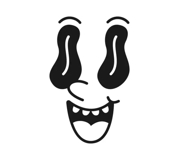 Caricatura De Cara Loca En Blanco Y Negro Loco Bailando Persona De