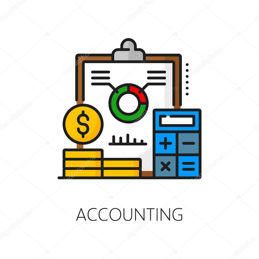 Icono de línea de contabilidad de color con estado financiero vectorial ...