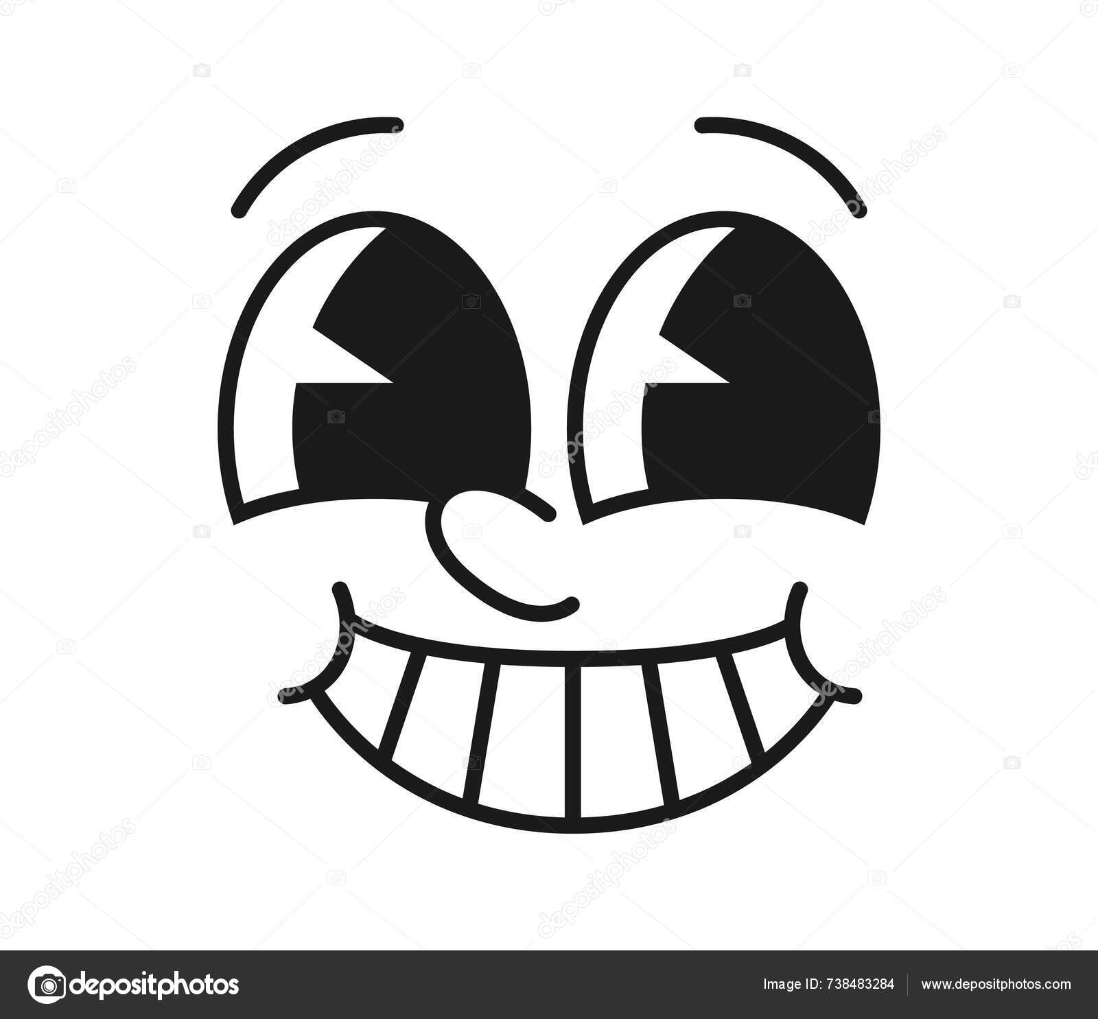 Cartoon Comic Groovy Face Funny Eyes Toothy Smile Emotion Retro Stock ...