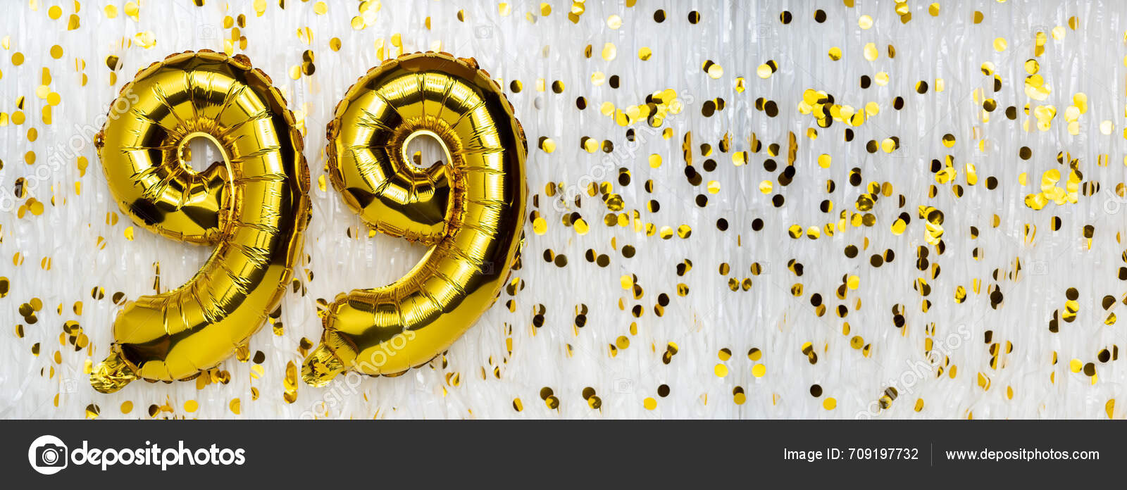 Gold Foil Balloon Number Digit Ninety Nine Birthday Greeting Card — Stock Photo © andron19821982 ...