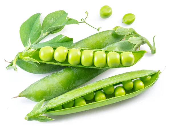 Perfect Green Peas Pod Isolated White Background — Stock Photo ...