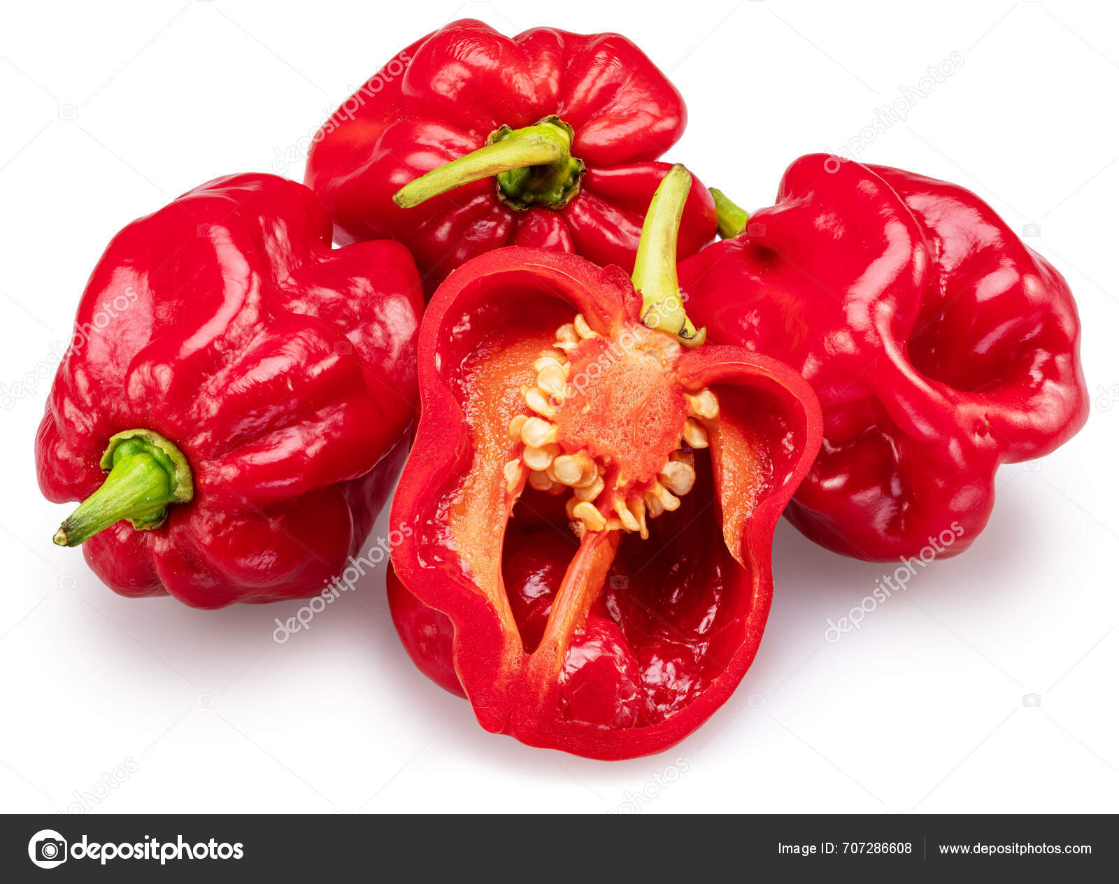 Red Habanero Pepper Habanero Cross Section White Background File ...