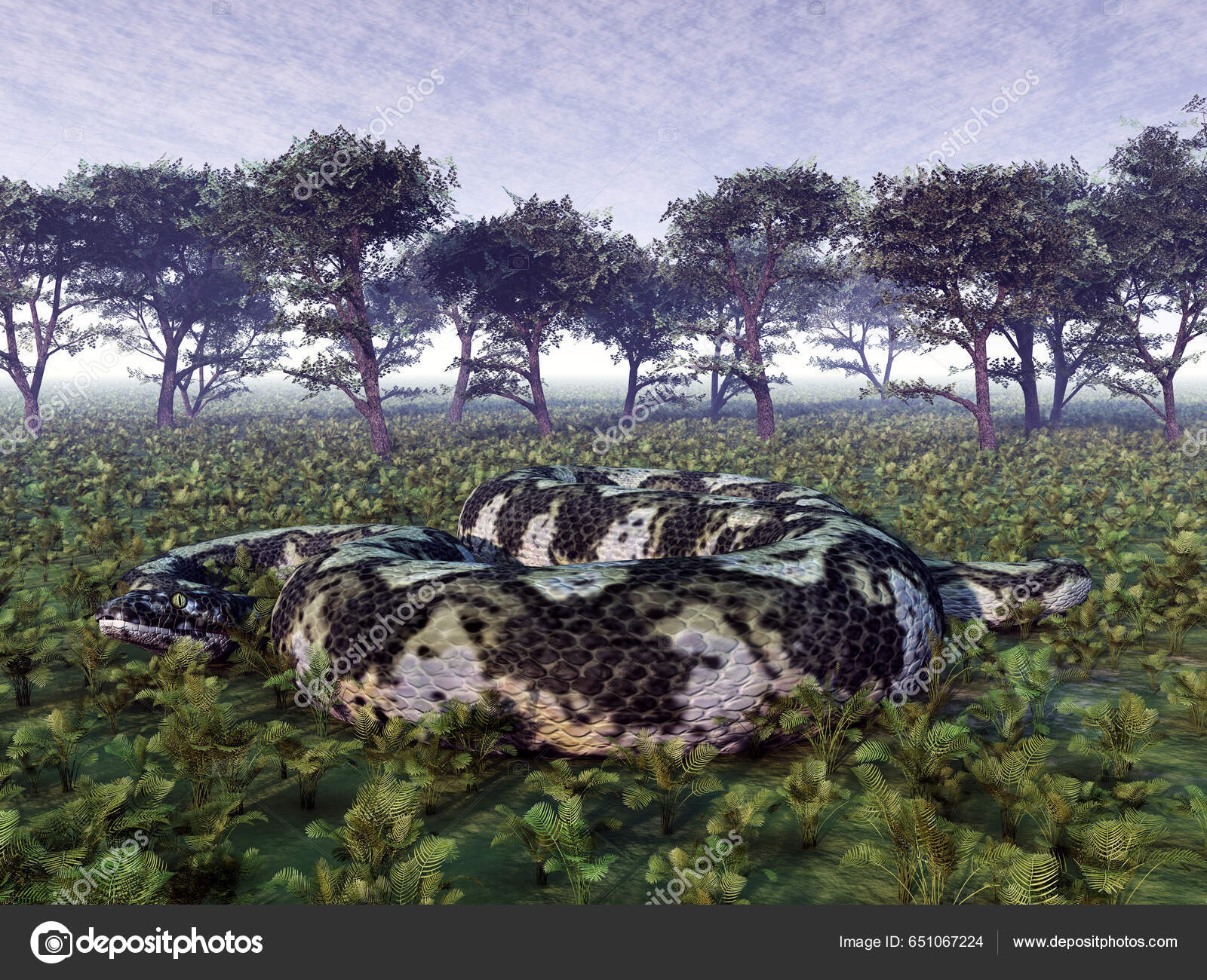 Serpiente Gigante Prehistórica Titanoboa Paisaje — Foto de stock ...