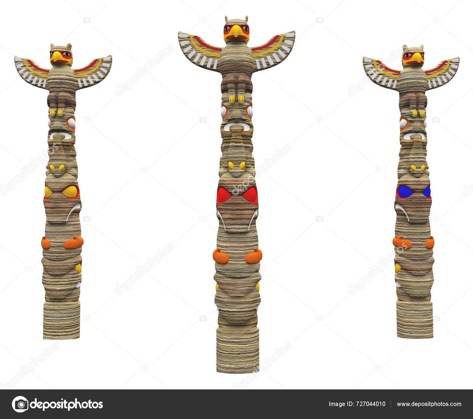 Three Totem Poles Isolated White Background — Stock Photo © mic1805 ...