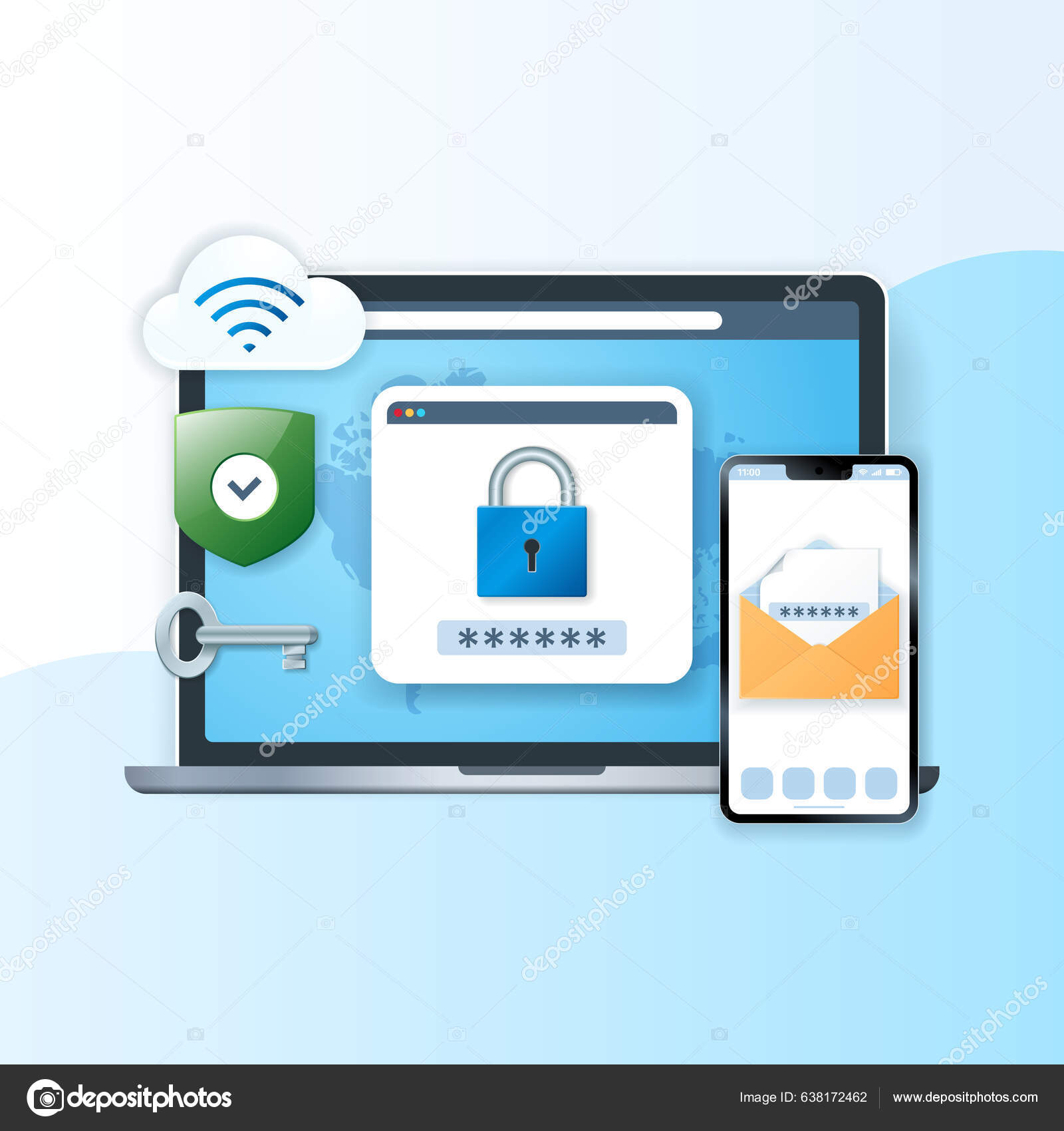 Two Factor Authentication Banner Secure Notice Login Verification Sms Push Stock Vector by ...