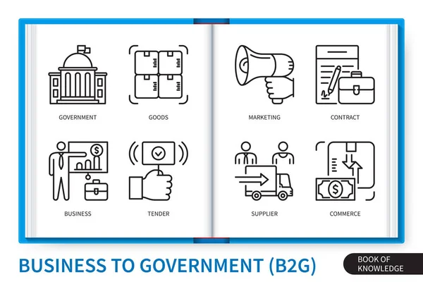 Conjunto de elementos de infografía B2G de empresa a gobierno. Negocio ...