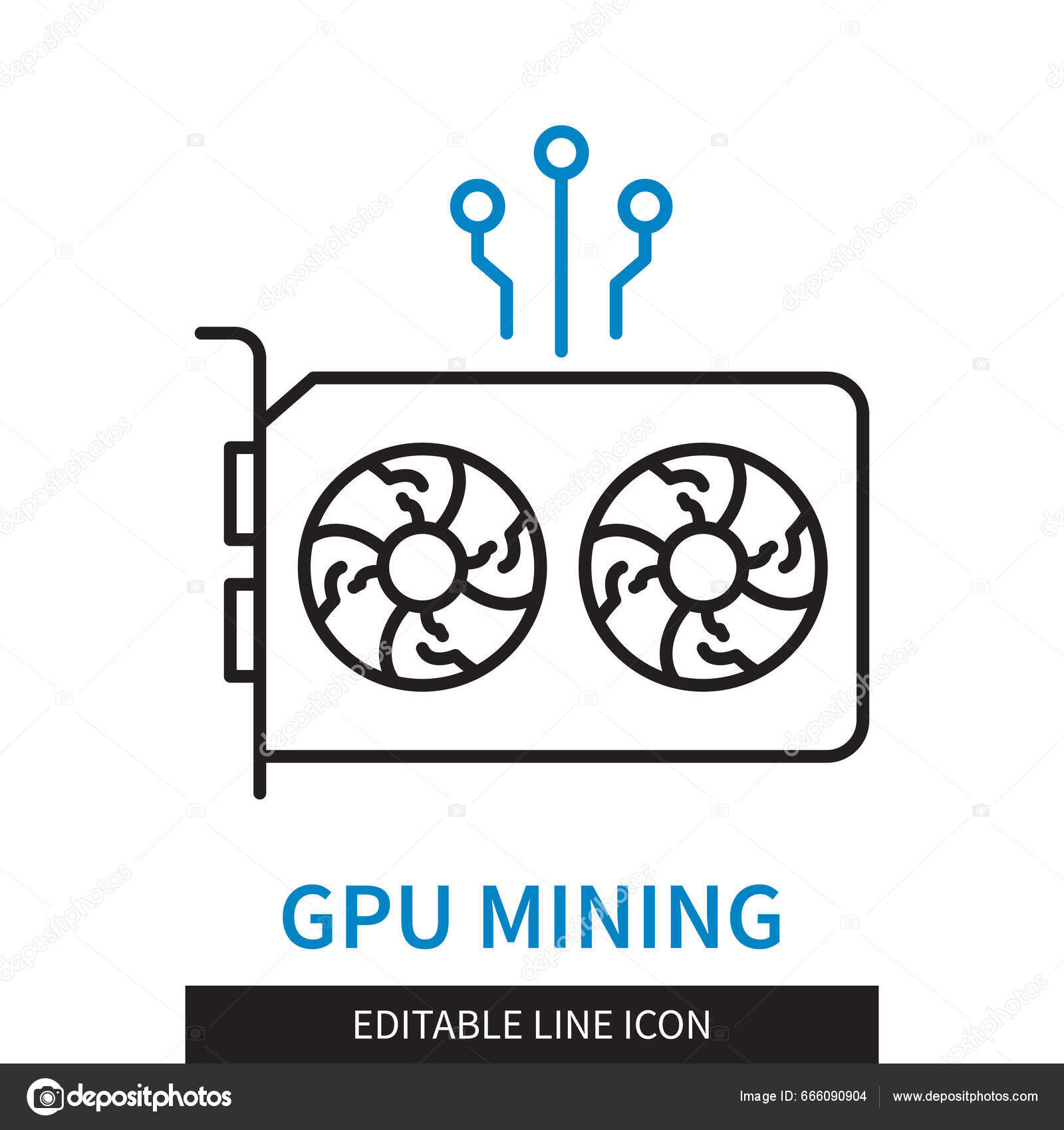 Editable Line Gpu Mining Outline Icon Using Video Card Cryptocurrency ...
