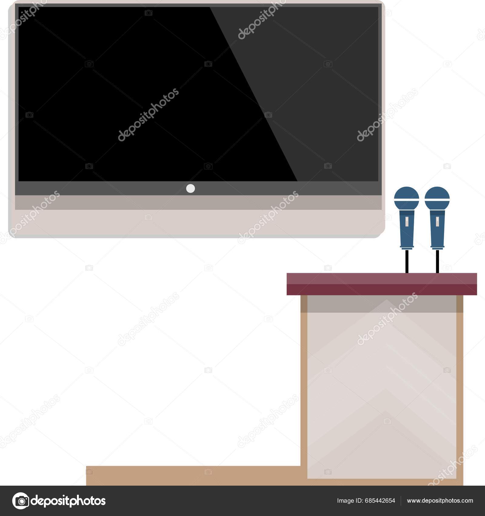 Conference Tribune Podium Vector Icon Stage Rostrum Microphone Pulpit ...