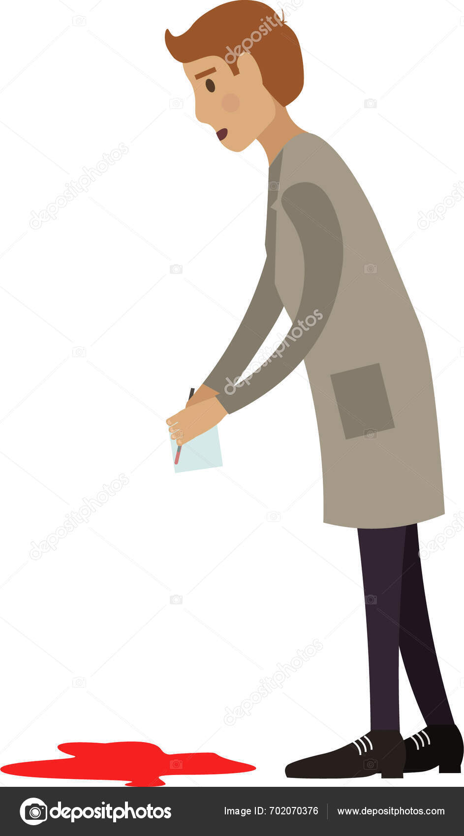 Detective Medical Examiner Taking Blood Samples Floor Crime Scene ...