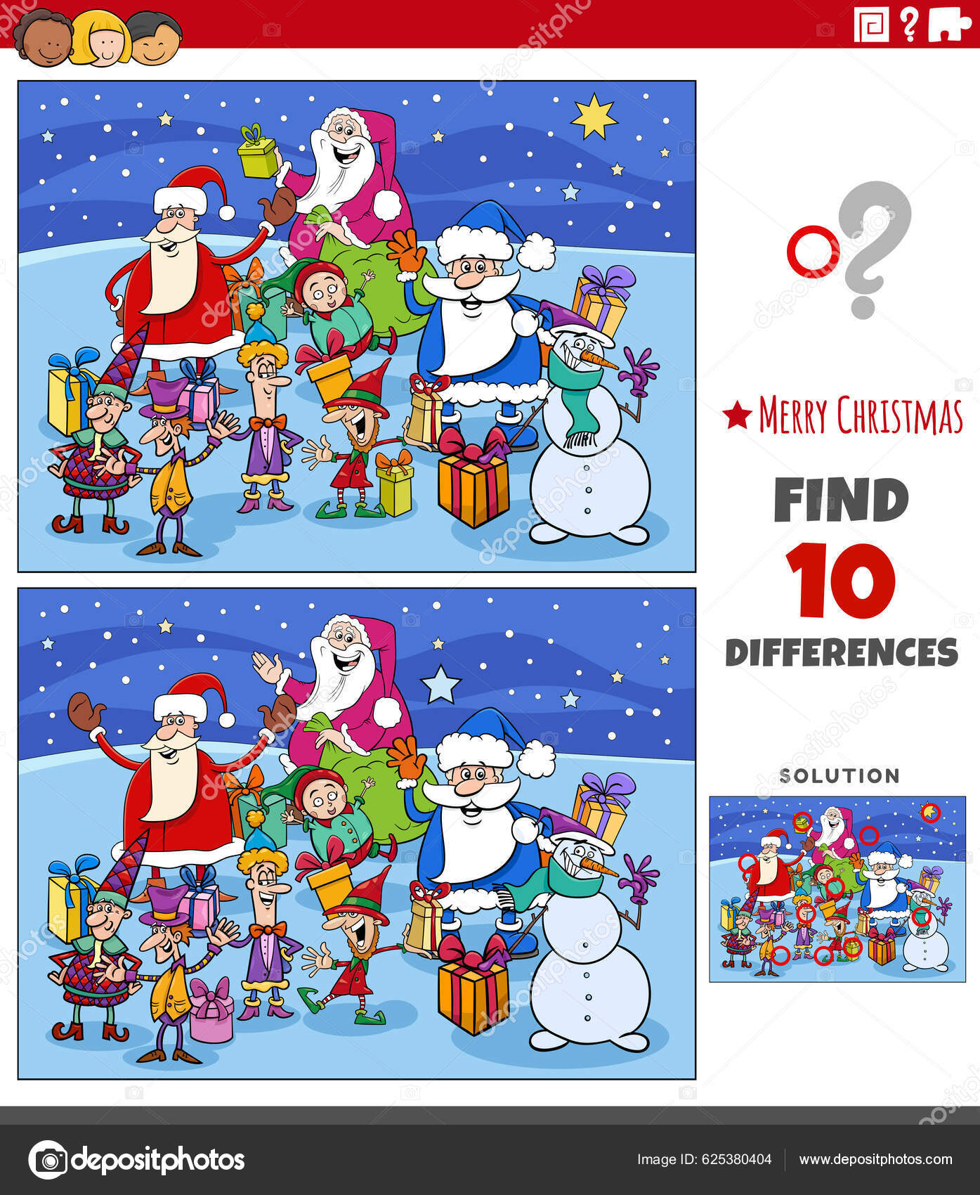 Cartoon Ilustrace Nalezení Rozdílů Mezi Obrázky Vzdělávací Hra ...