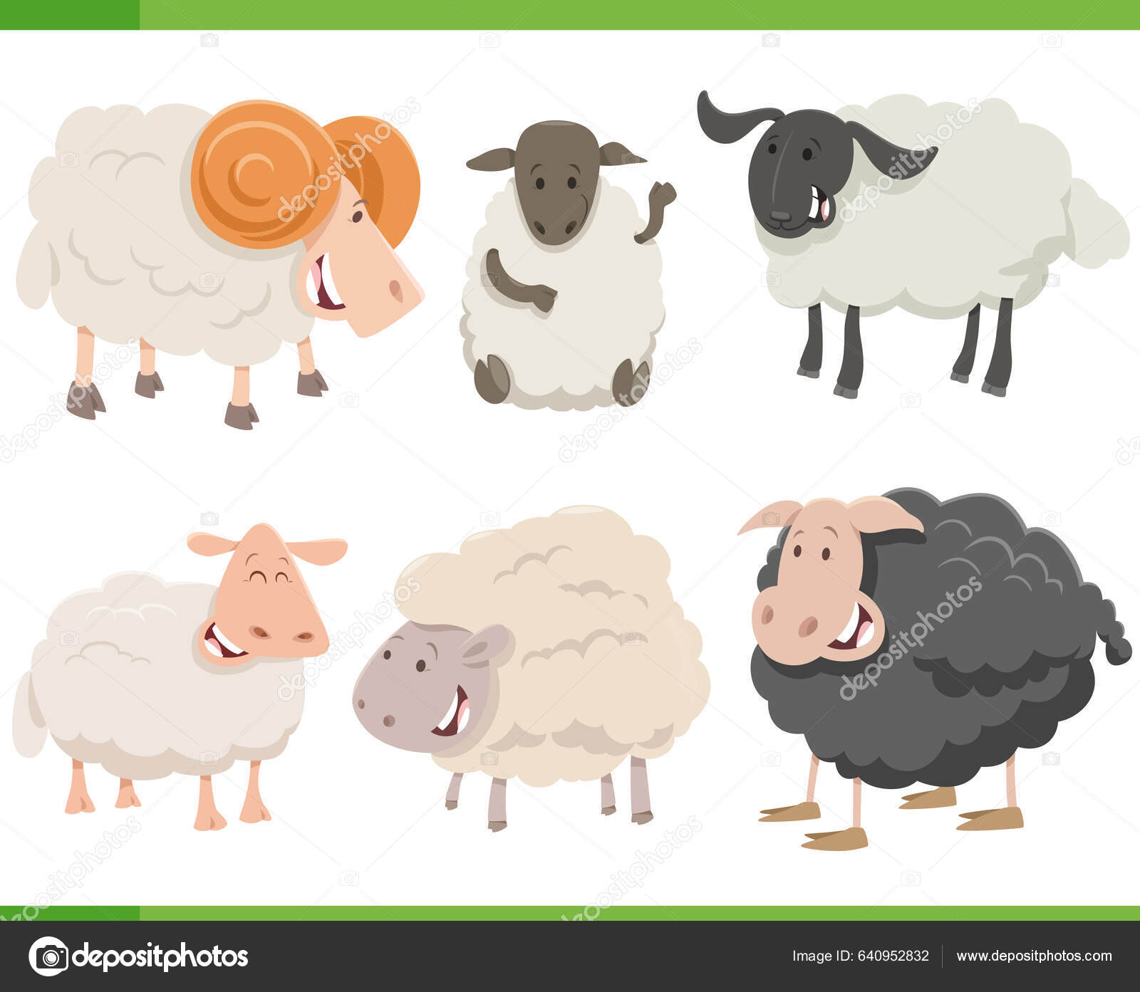 Dibujos Animados Ilustración Oveja Divertida Granja Animales Personajes ...