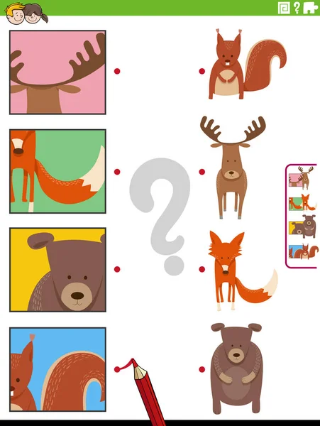 Cartoon Illustration Educational Game Guessing Animals Worksheet ...