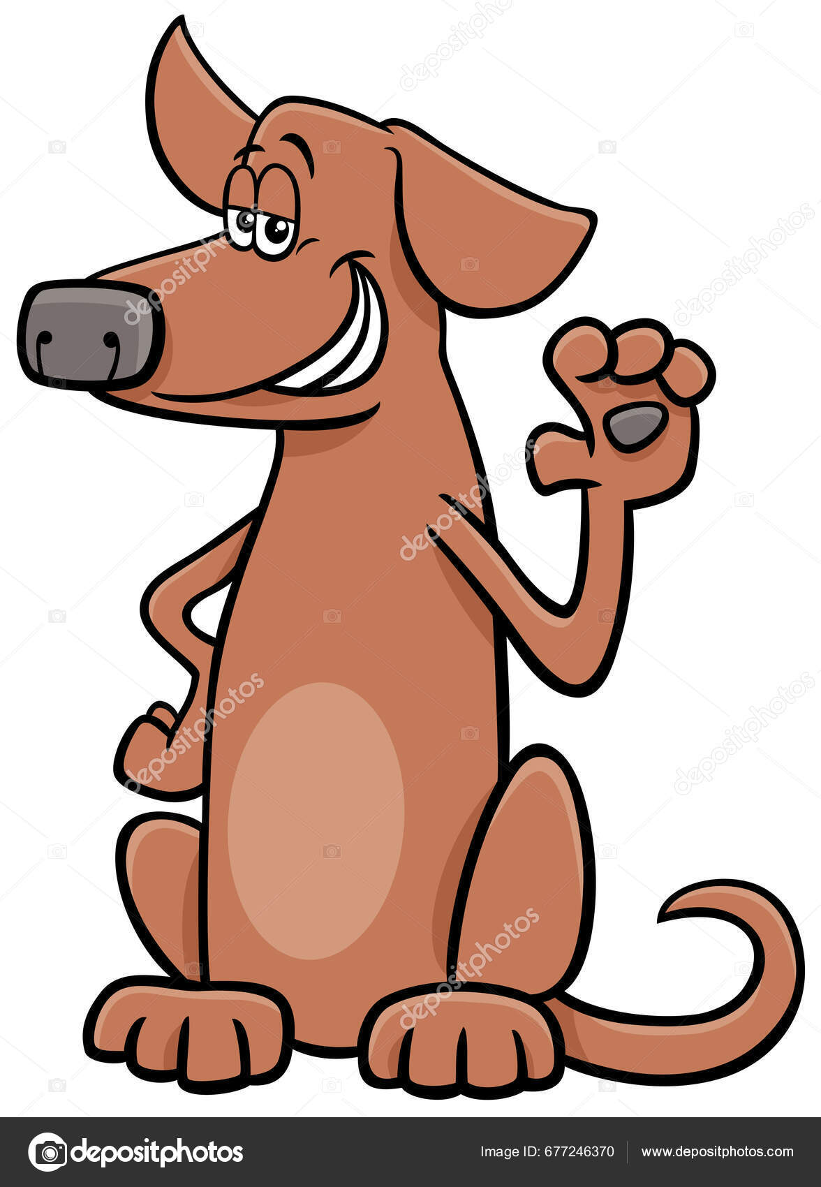 Dibujos Animados Ilustración Sentado Marrón Perro Comic Animal Carácter ...