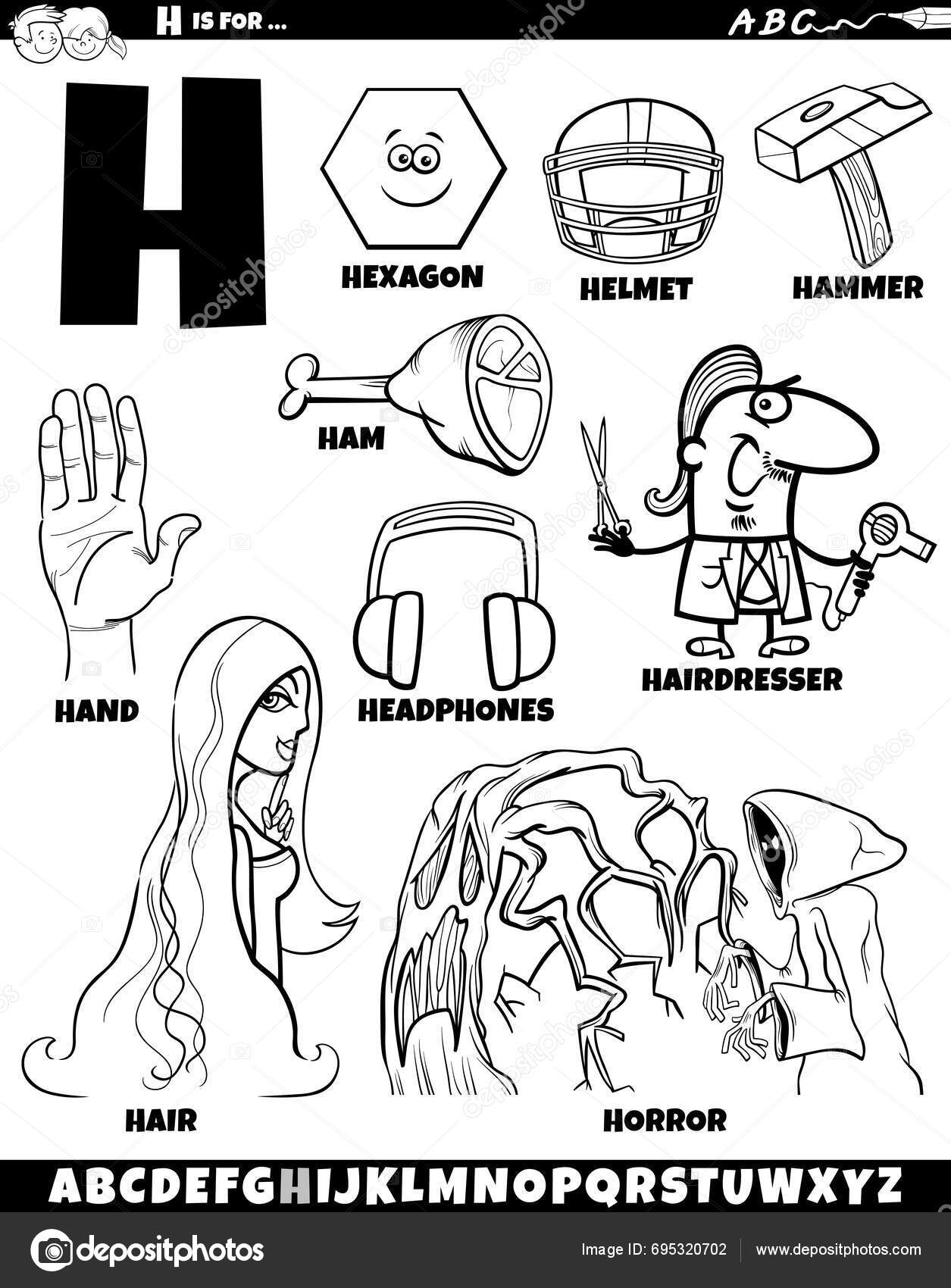 Dibujos Animados Ilustración Objetos Personajes Establecidos Para Letra ...