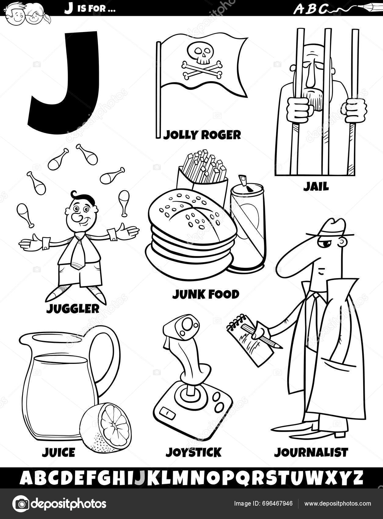 Desenhos Animados Ilustração Objetos Personagens Definido Para Letra ...