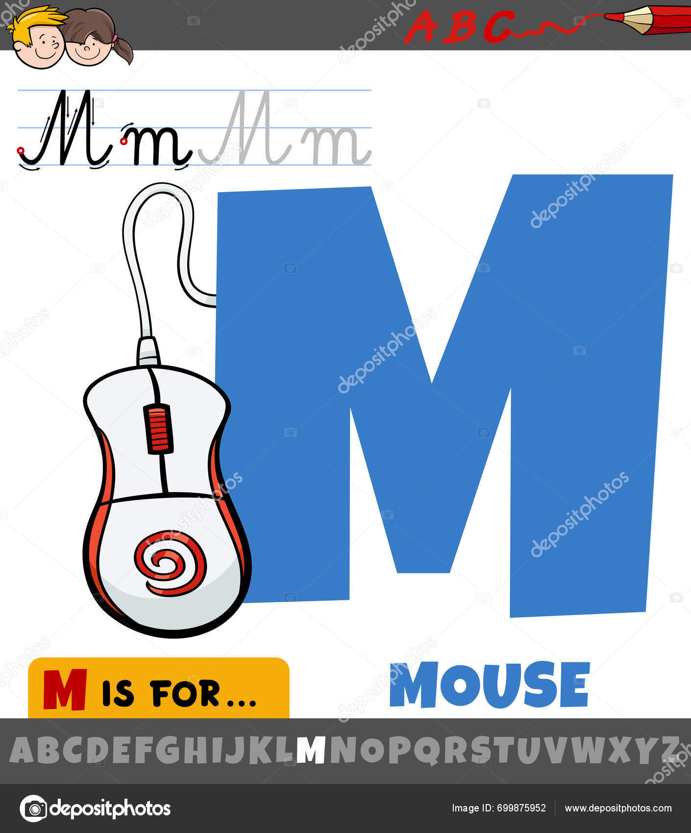 Dibujos Animados Educativos Ilustración Letra Del Alfabeto Con Objeto ...