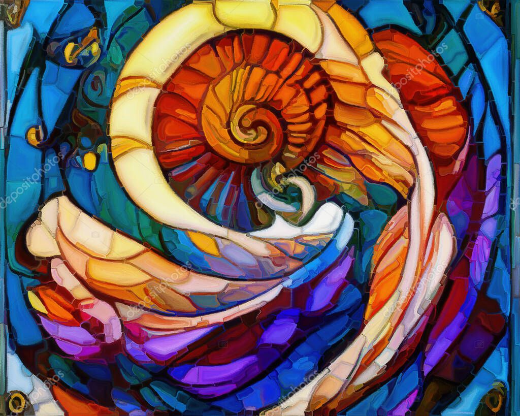 Dream of Nautilus series. Composition of spiral structures, shell ...