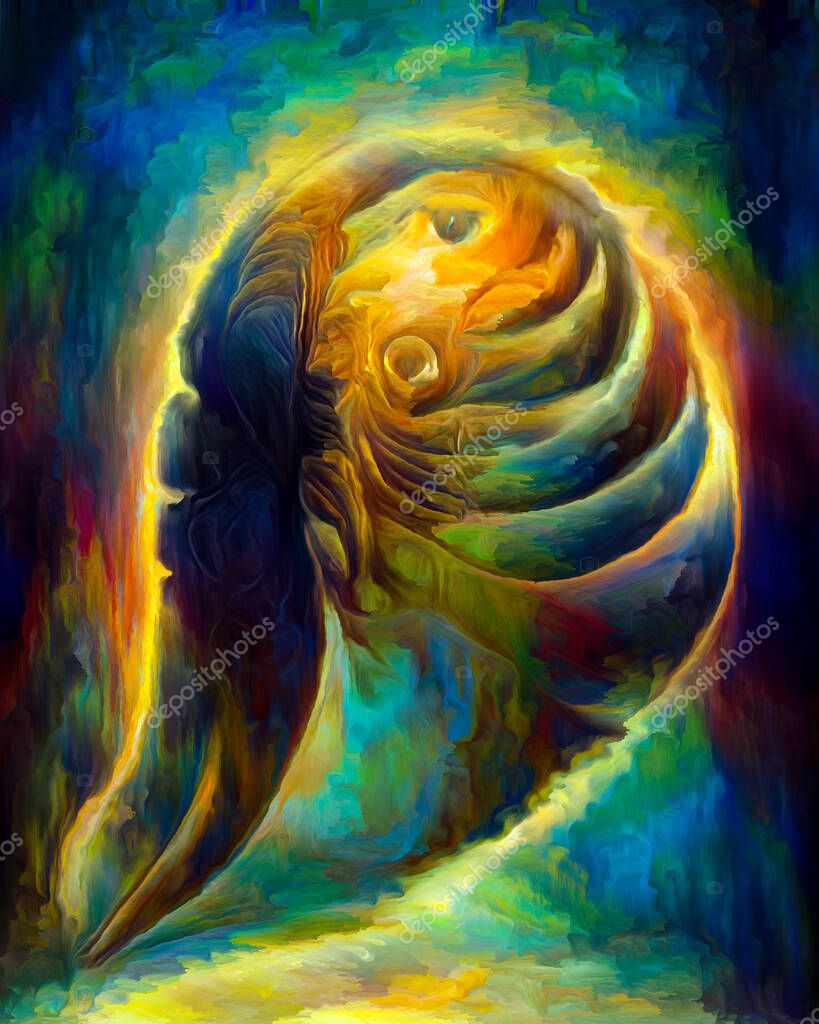 Dream of Nautilus series. Composition of spiral structures, shell ...