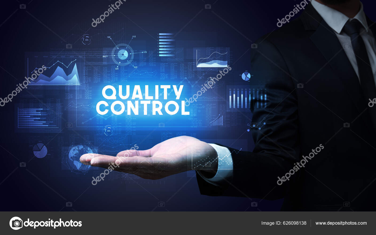 Hand Businessman Holding Quality Control Inscription Business Success Concept — Stock Photo ...